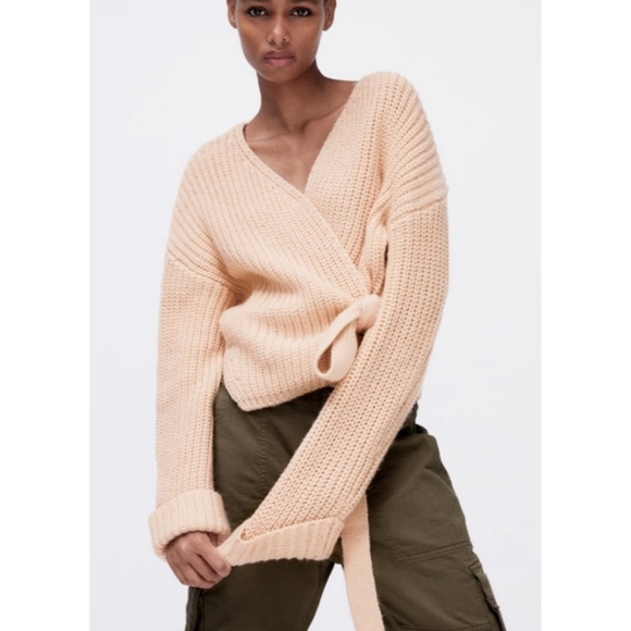 Zara | Tops | Zara Wrap Top In Peach | Poshmark